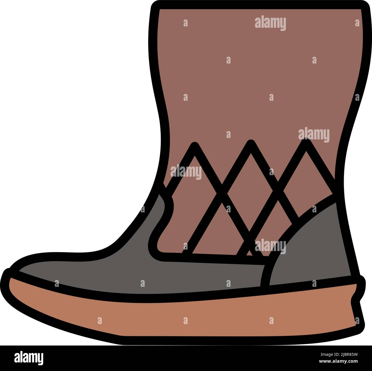 Woman Fluffy Boot Icon. Editable Bold Outline With Color Fill Design ...