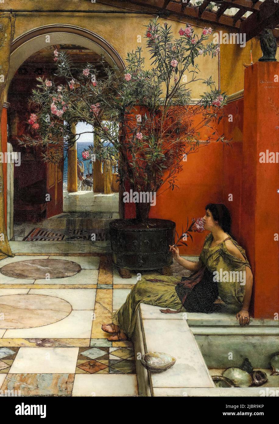 Sir Lawrence Alma Tadema, An Oleander, painting in oil on panel, 1882 ...