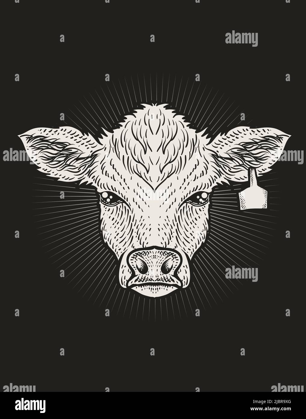 Illustration cow head vintage engraving style Stock Vector Image & Art ...