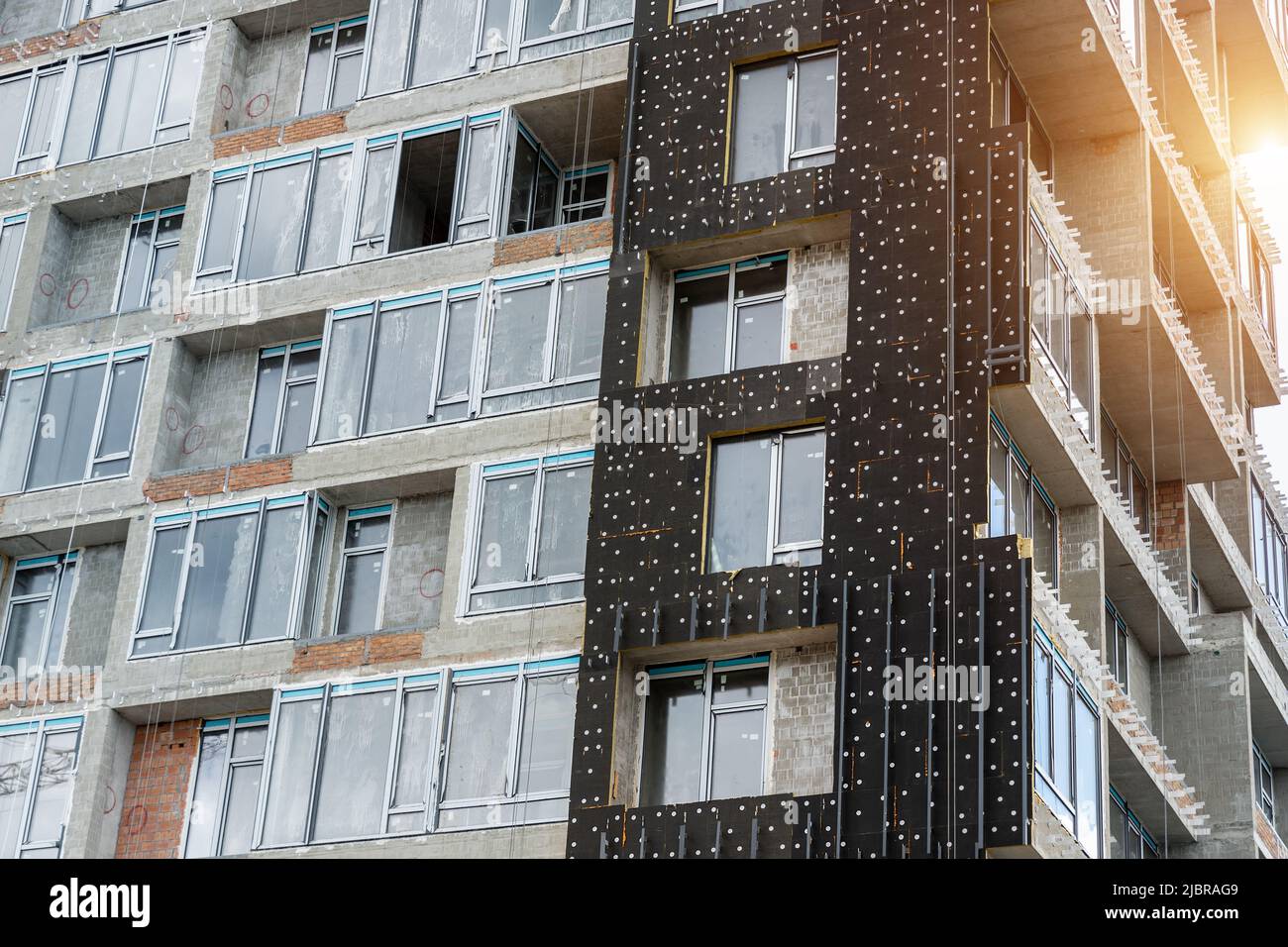 Residential apartment or business office building construction site ...