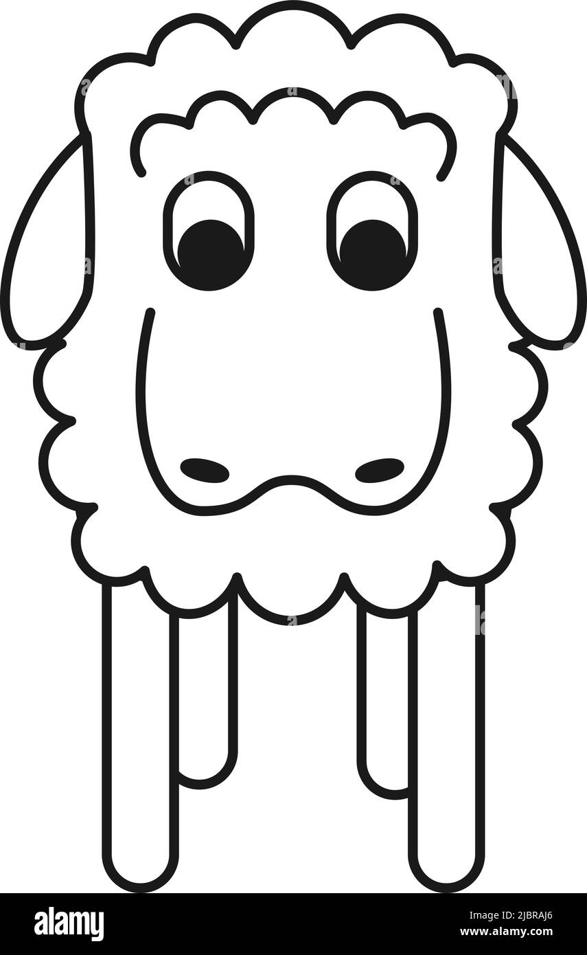 Line art black and white geometric stylized sheep. Domestic cartoon ...