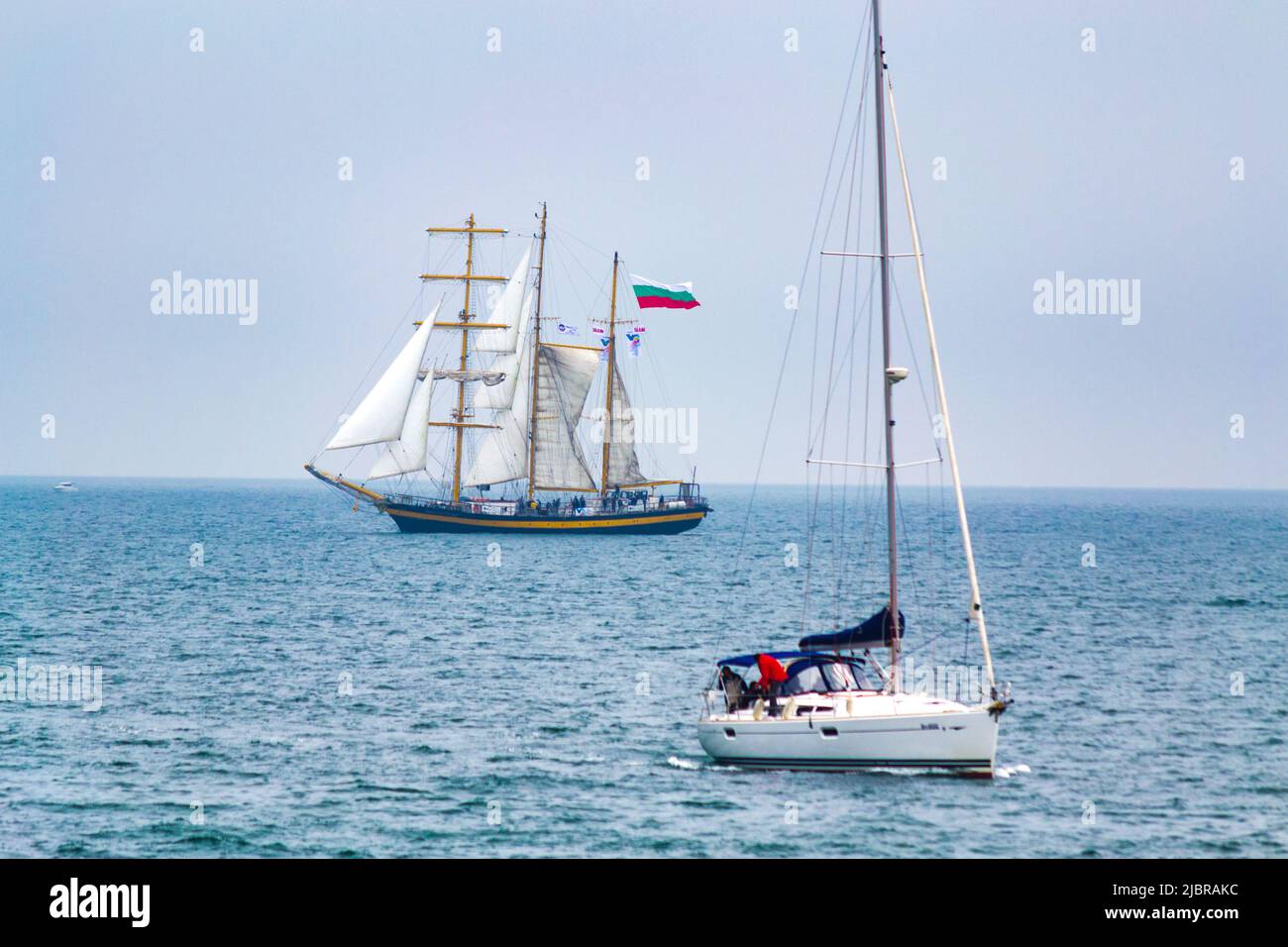 Parade of sails.Fascinating vessels fairy tale sea view.Bulgarian ...