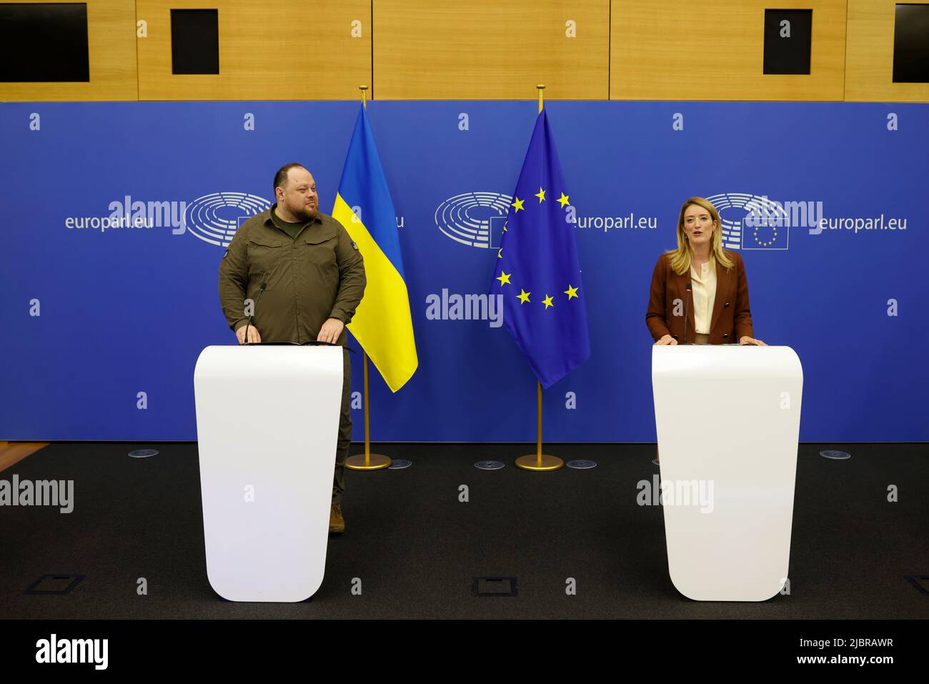 08 June 2022, France, Straßburg: Ukrainian Parliament Speaker Ruslan ...