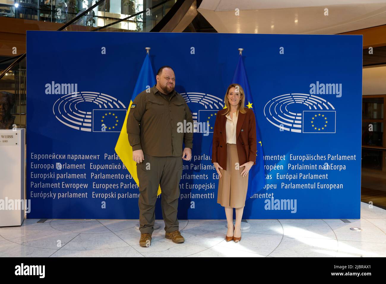 08 June 2022, France, Straßburg: Ukrainian Parliament Speaker Ruslan ...