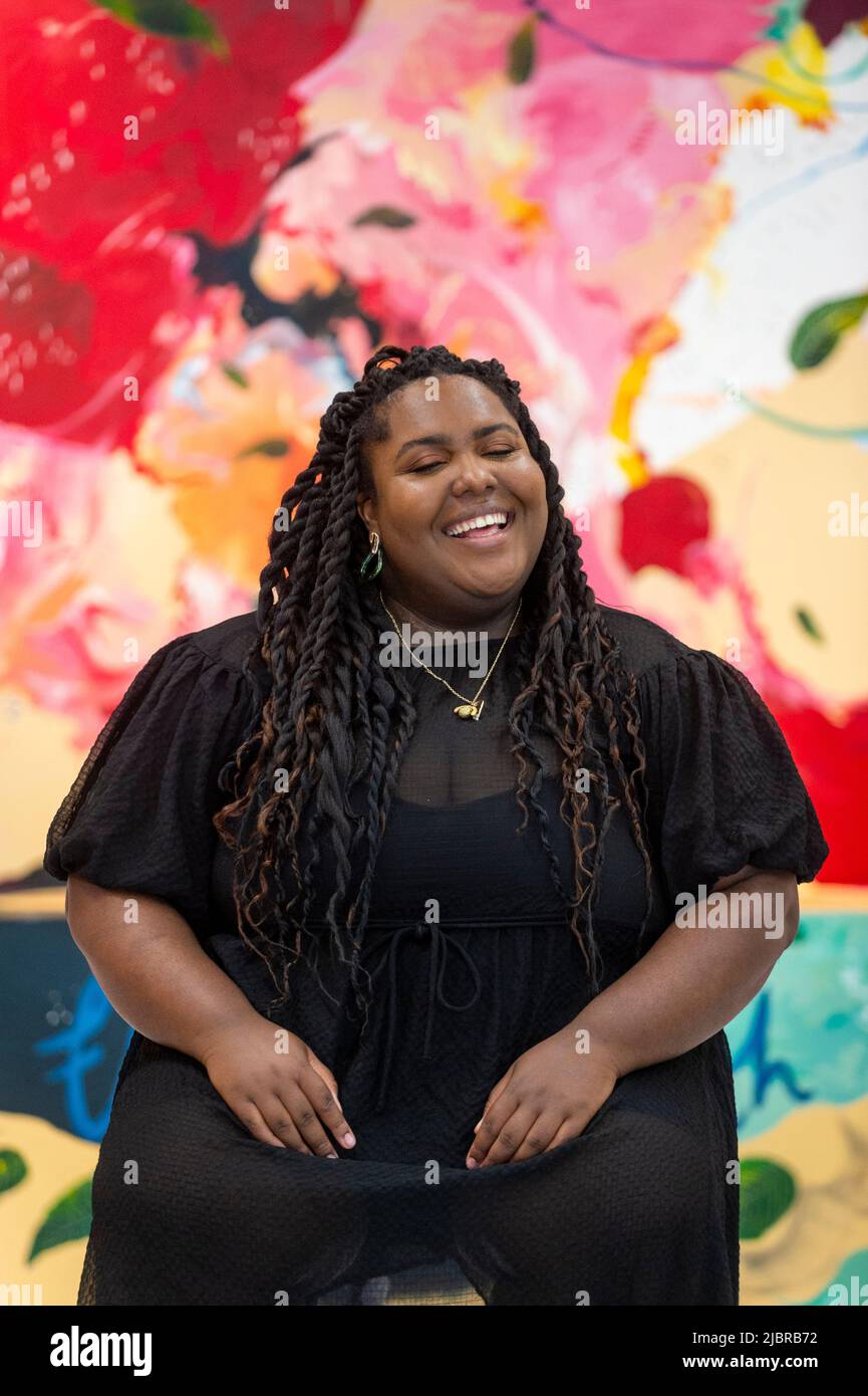 London, UK. 8 June 2022. Painter Michaela Yearwood-Dan poses with her ...
