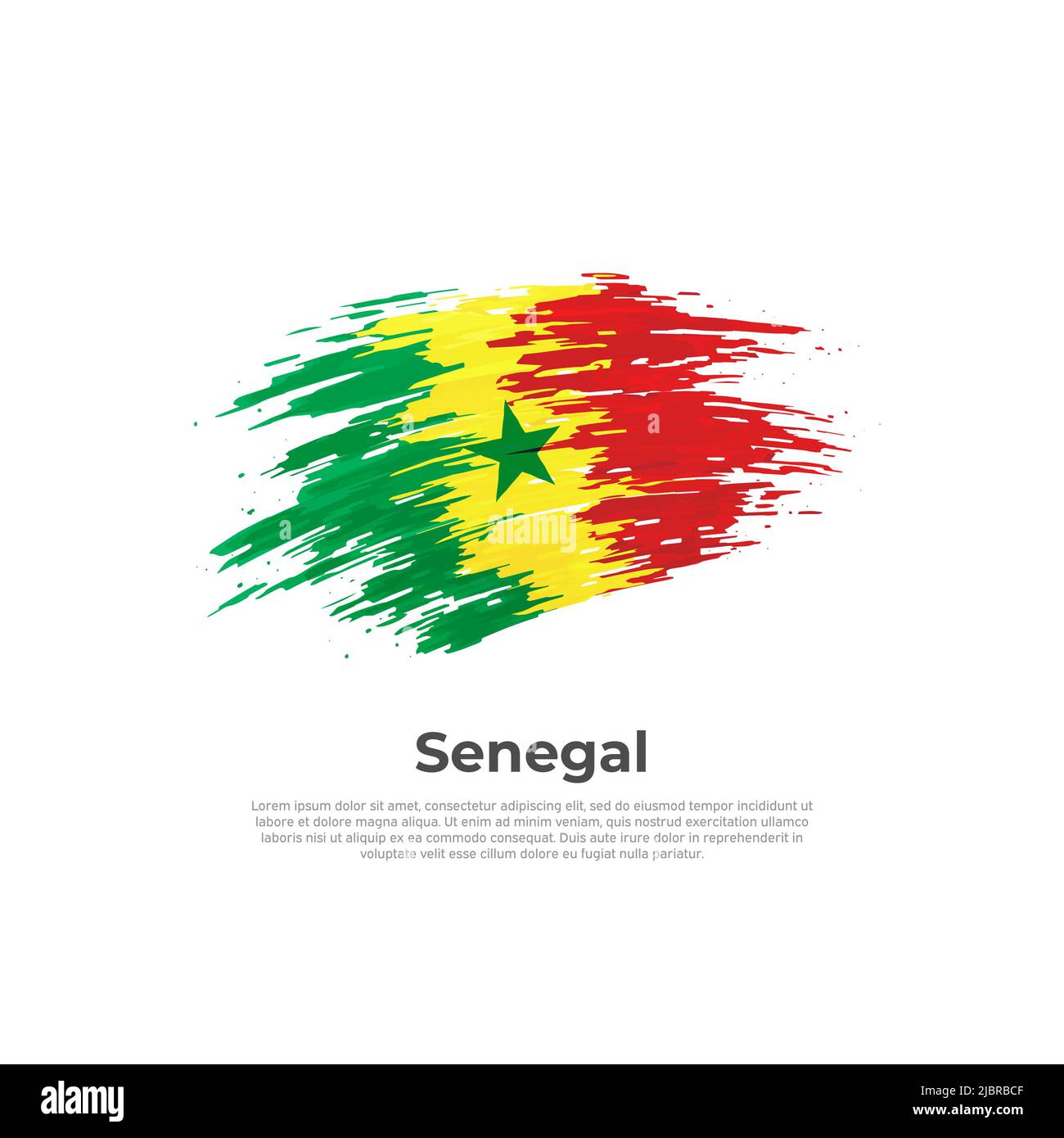 Senegal flag. Brush strokes. Brush painted senegalese flag on a light ...