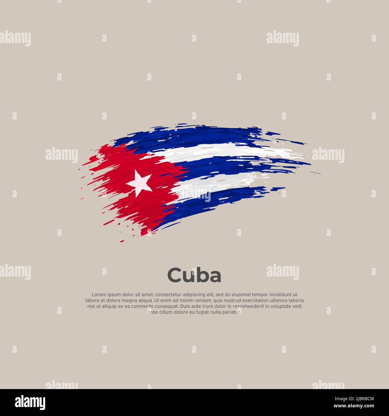 Cuba flag. Brush strokes. Brush painted cuban flag on a light ...