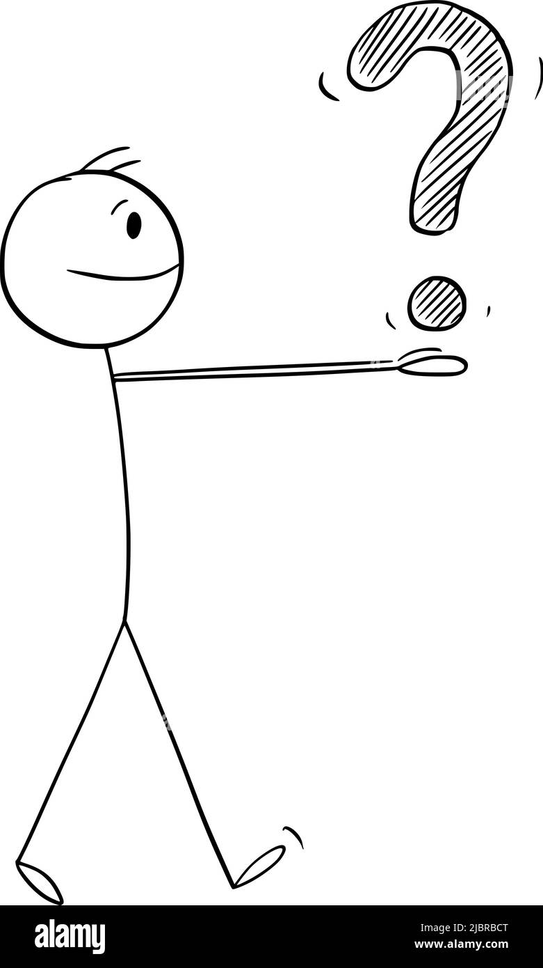 Person Asking and Holding Question Mark Symbol, Vector Cartoon Stick ...