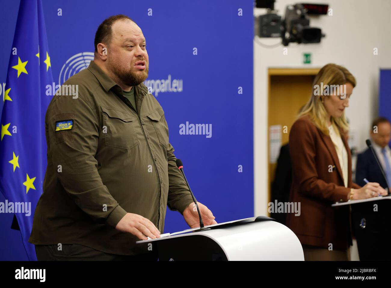 08 June 2022, France, Straßburg: Ukrainian Parliament Speaker Ruslan ...
