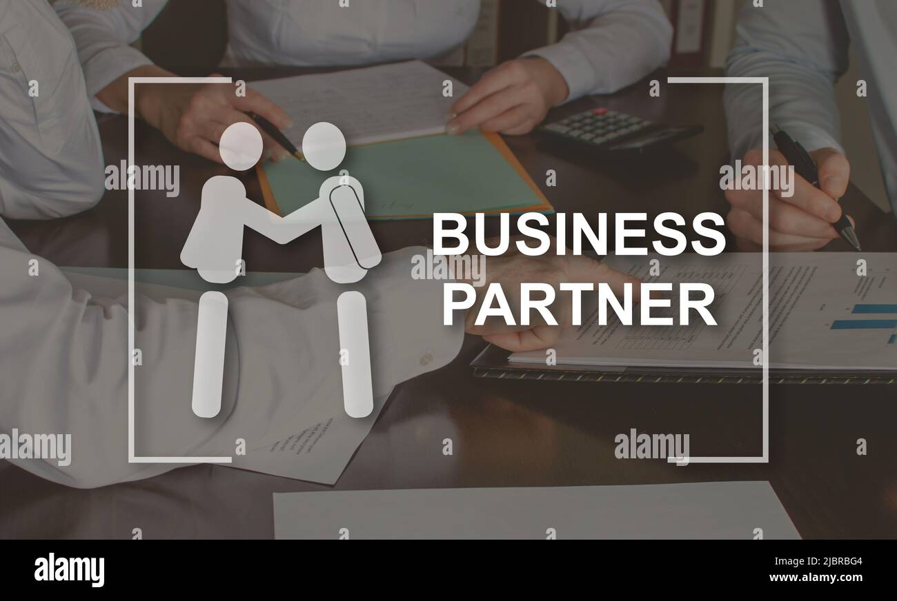 Business partner concept illustrated by a picture on background Stock ...