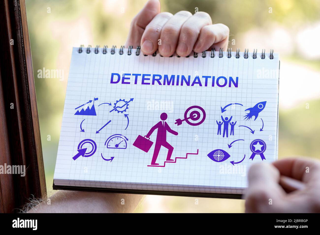 Hand drawing determination concept on a notepad Stock Photo - Alamy