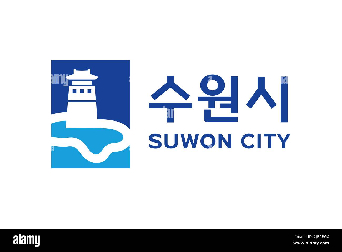 Top view of flag Suwon city, South Korea. Korean travel and patriot ...