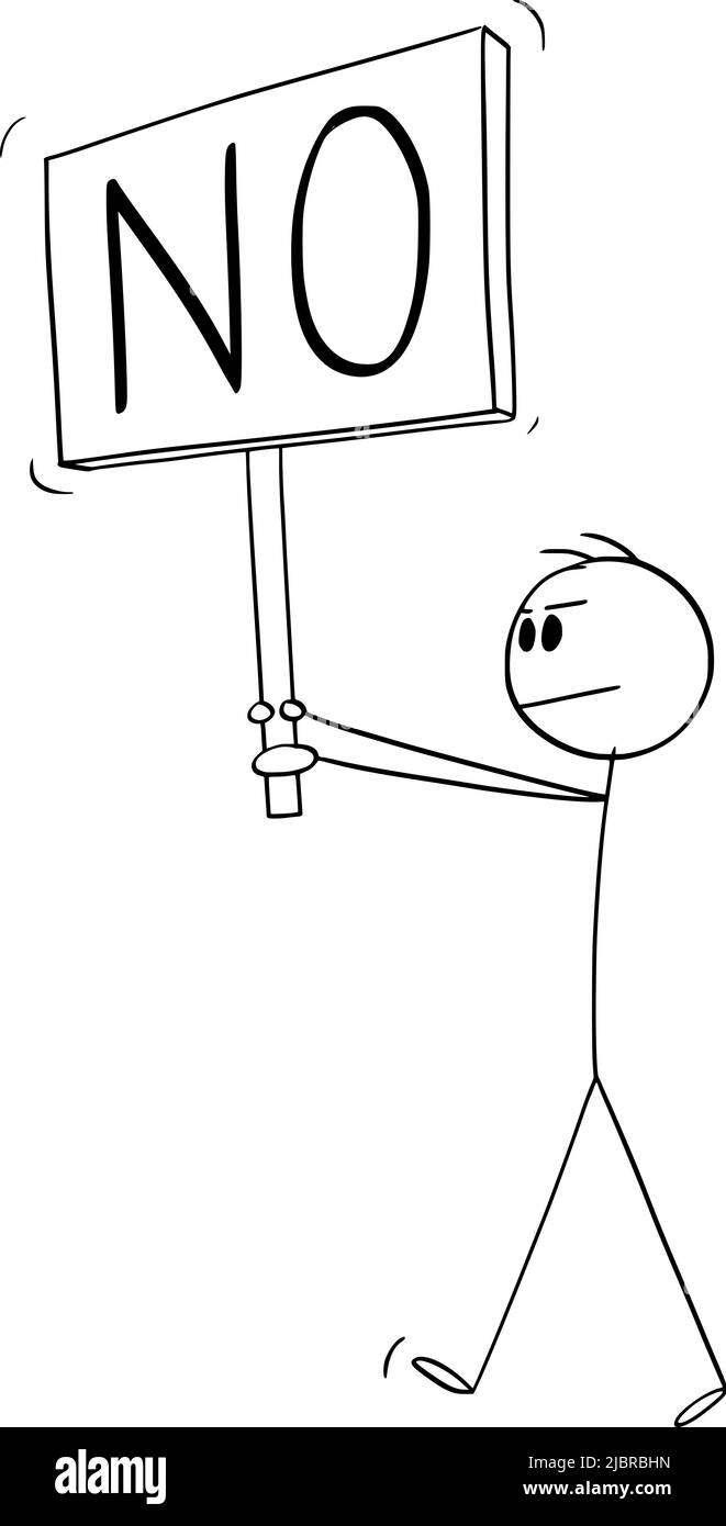 Person Holding No Sign and Walking, Vector Cartoon Stick Figure ...