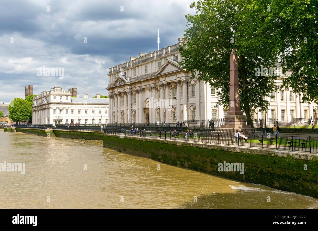Old Royal Naval College buildings, River Thames riverside, Greenwich ...