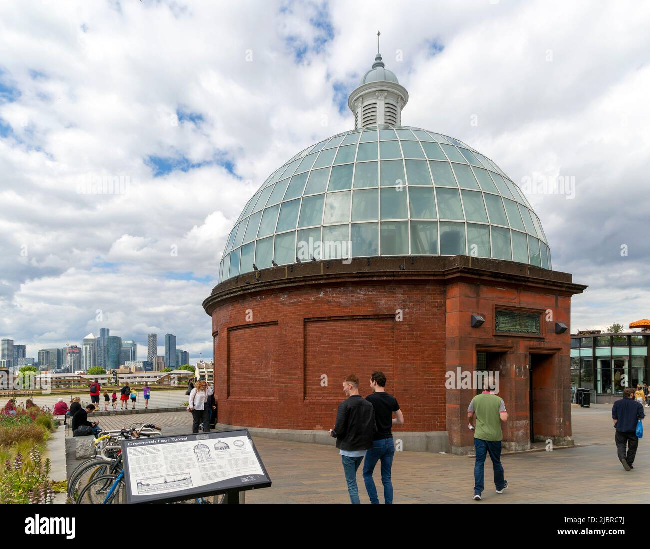 Entrance building to Foot Tunnel, Greenwich, London SE10, England, UK ...