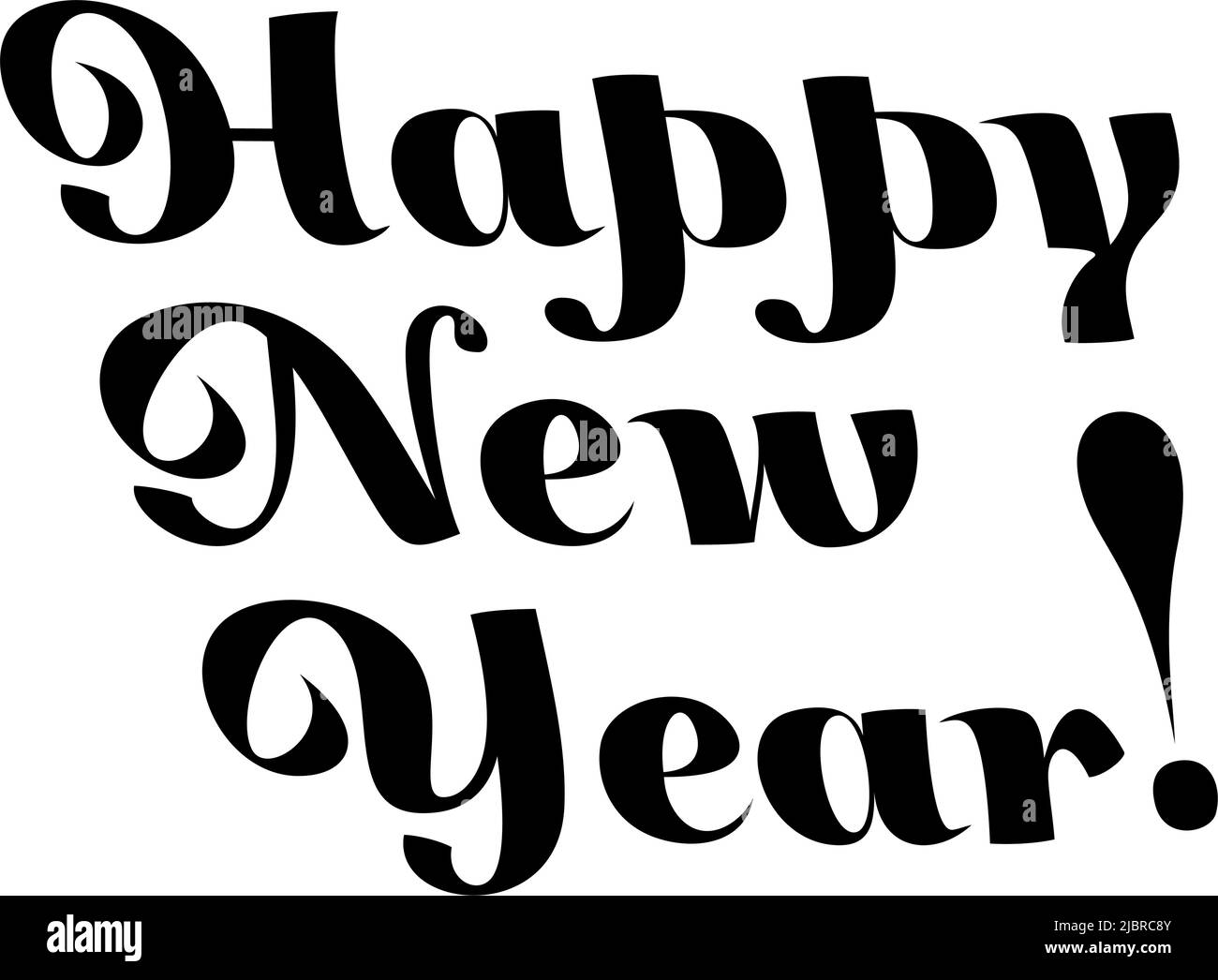 Happy New Year. Black Hand writing calligraphic lettering on a white ...