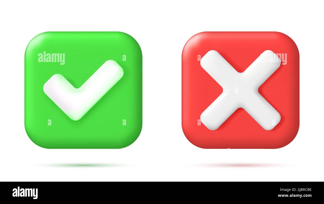 3D Right and Wrong Button in Square Shape Stock Vector Image & Art - Alamy