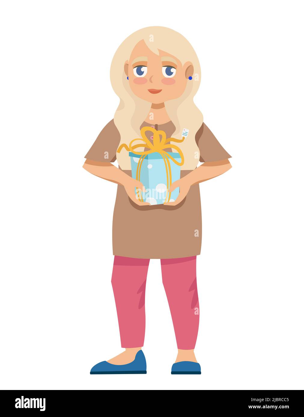 Girl holding gift. Character in cartoon style Stock Vector Image & Art ...