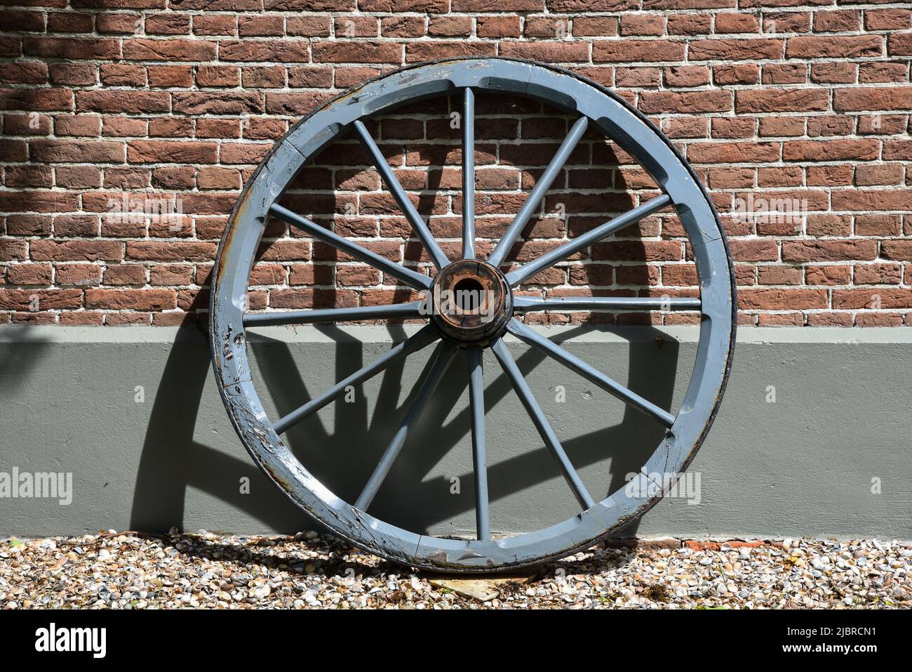 Beemster, Netherlands, May 2022. A traditional farm with old agricultural tools. High quality ...