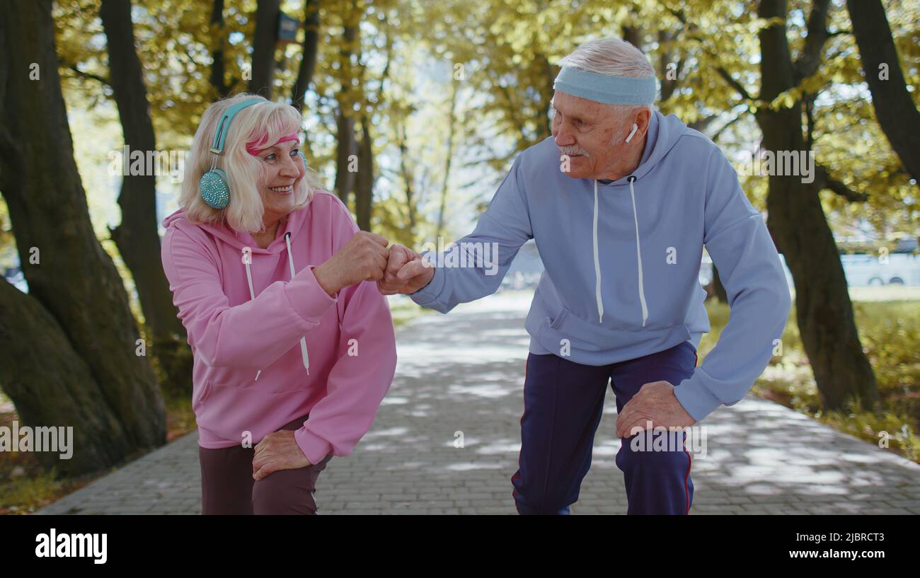 Elderly running grandparents park workout hi-res stock photography and ...