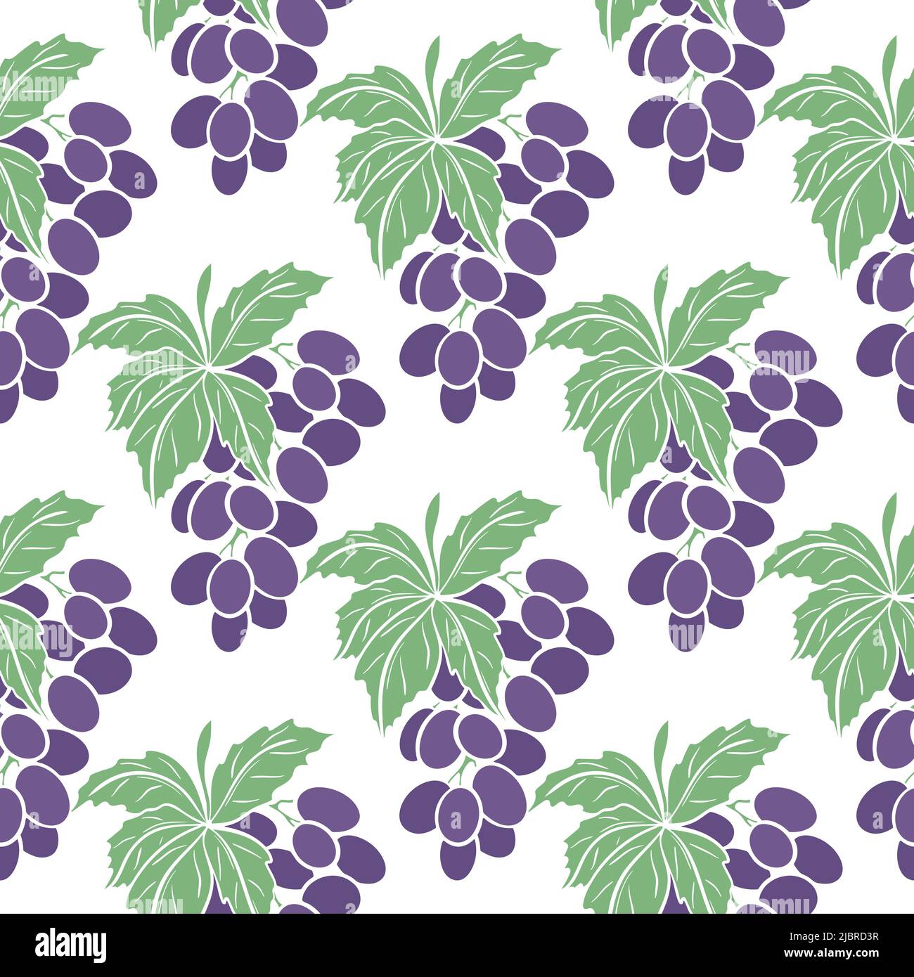 Purple grapes vector seamless pattern. Background with branches grapes ...