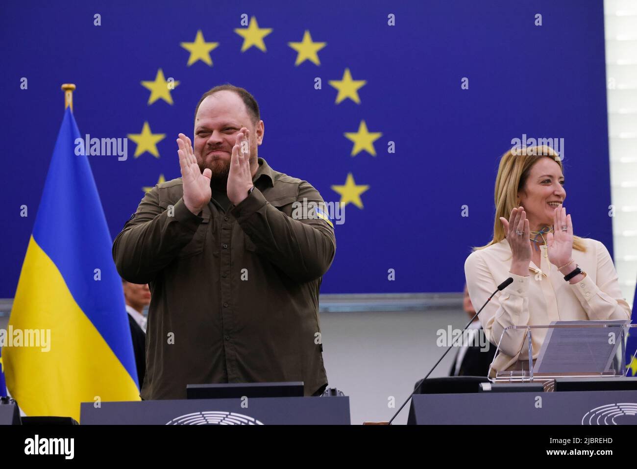 08 June 2022, France, Straßburg: Ukrainian Parliament Speaker Ruslan ...