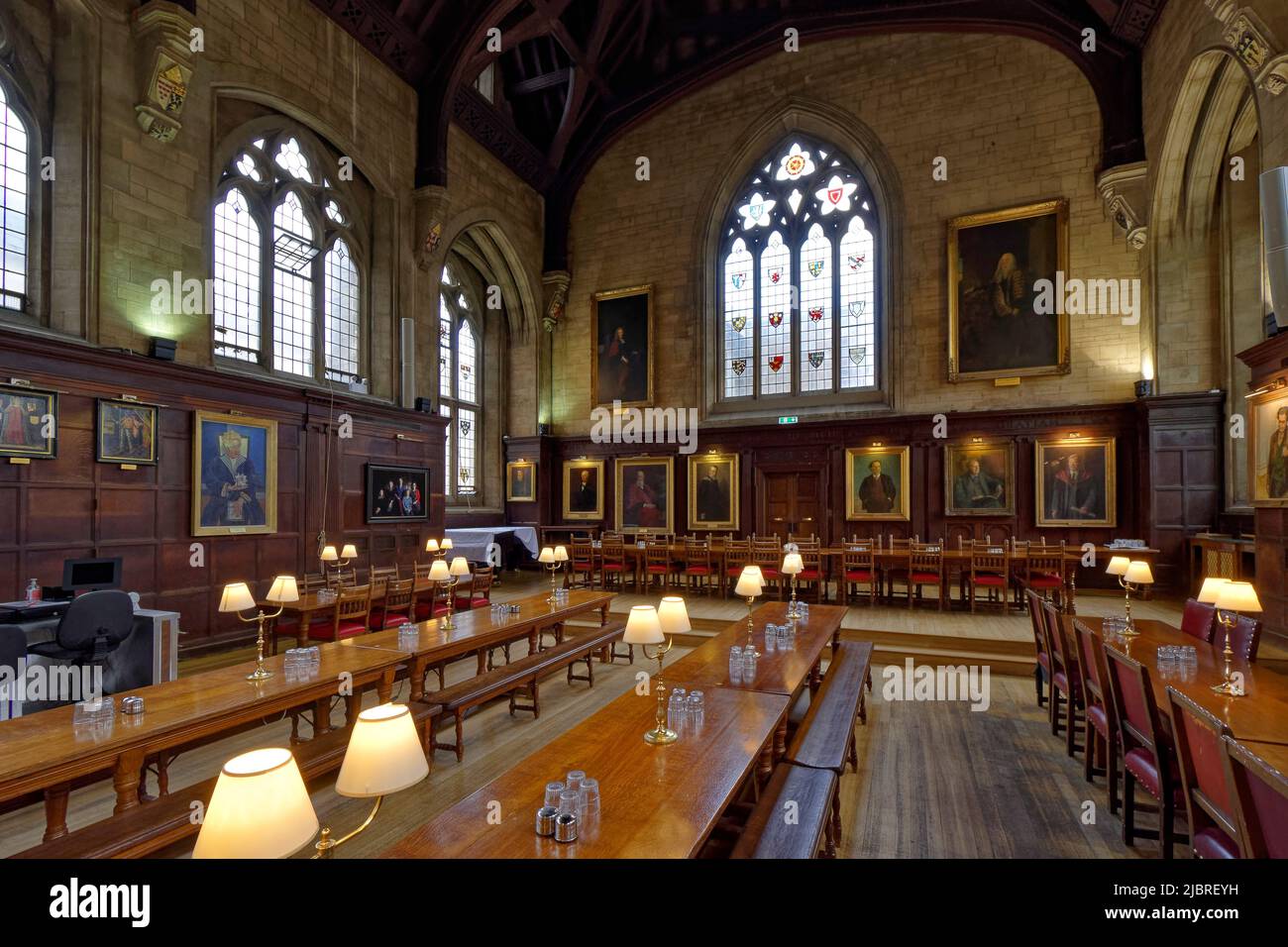 OXFORD CITY ENGLAND BALLIOL COLLEGE HALL INTERIOR LOOKING TOWARDS HIGH ...