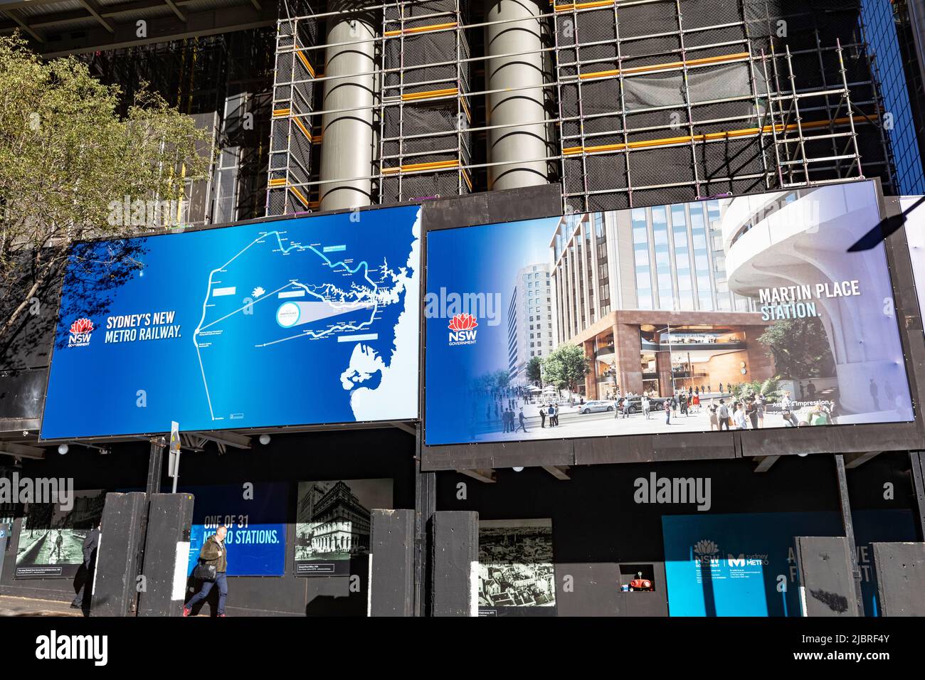 Sydney Metro transport project and mural of the new Martin Place metro ...