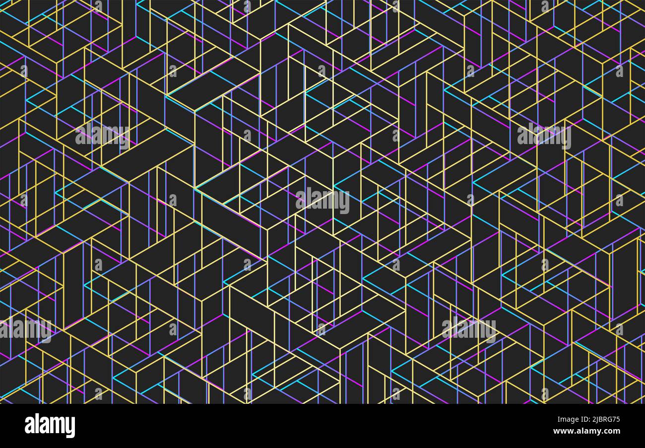 abstract gold purple hexagon, network or electric image, black ...