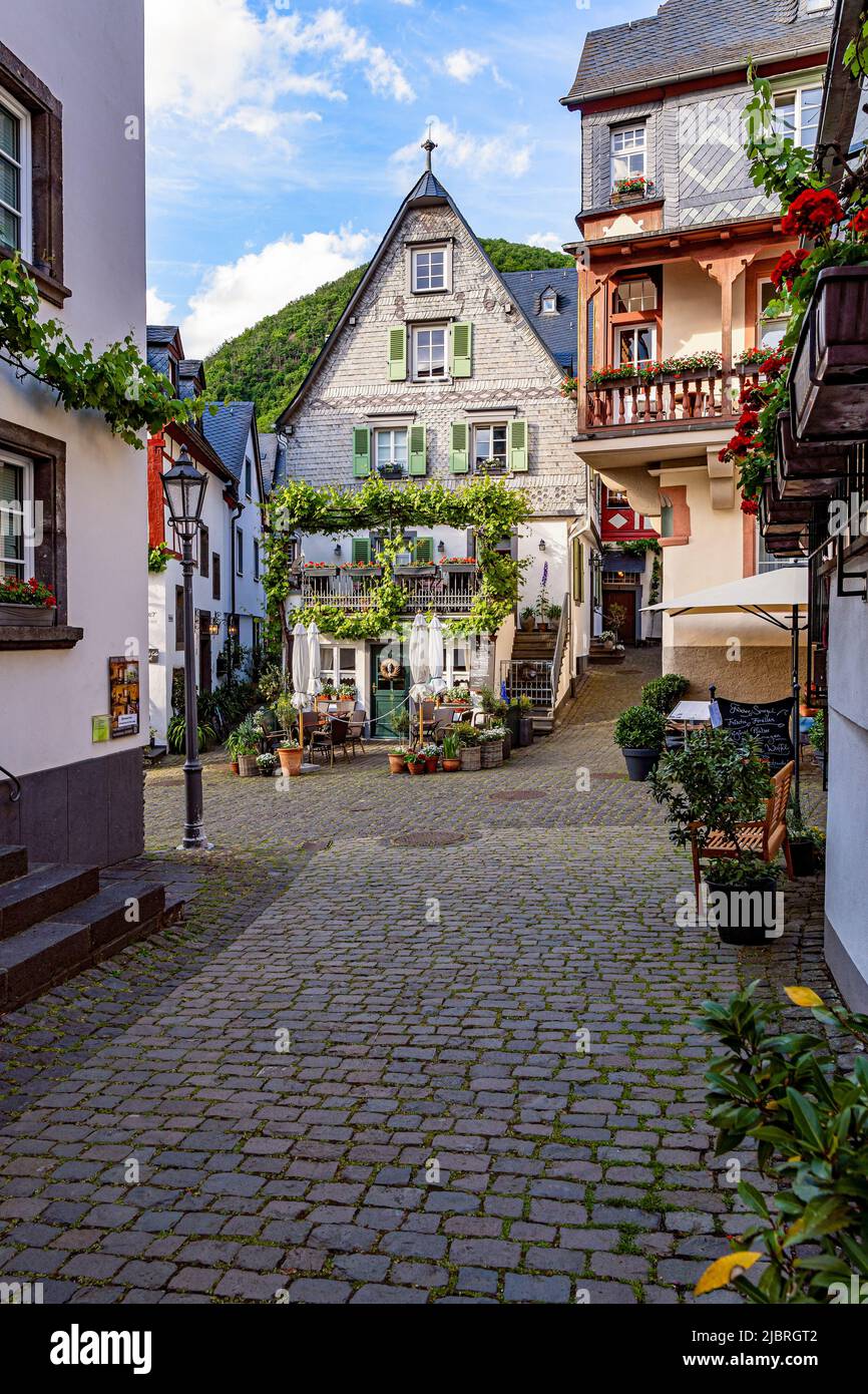 Beilstein, Rhineland-Palatinate, Germany - 21 May 2022: Narrow streets ...