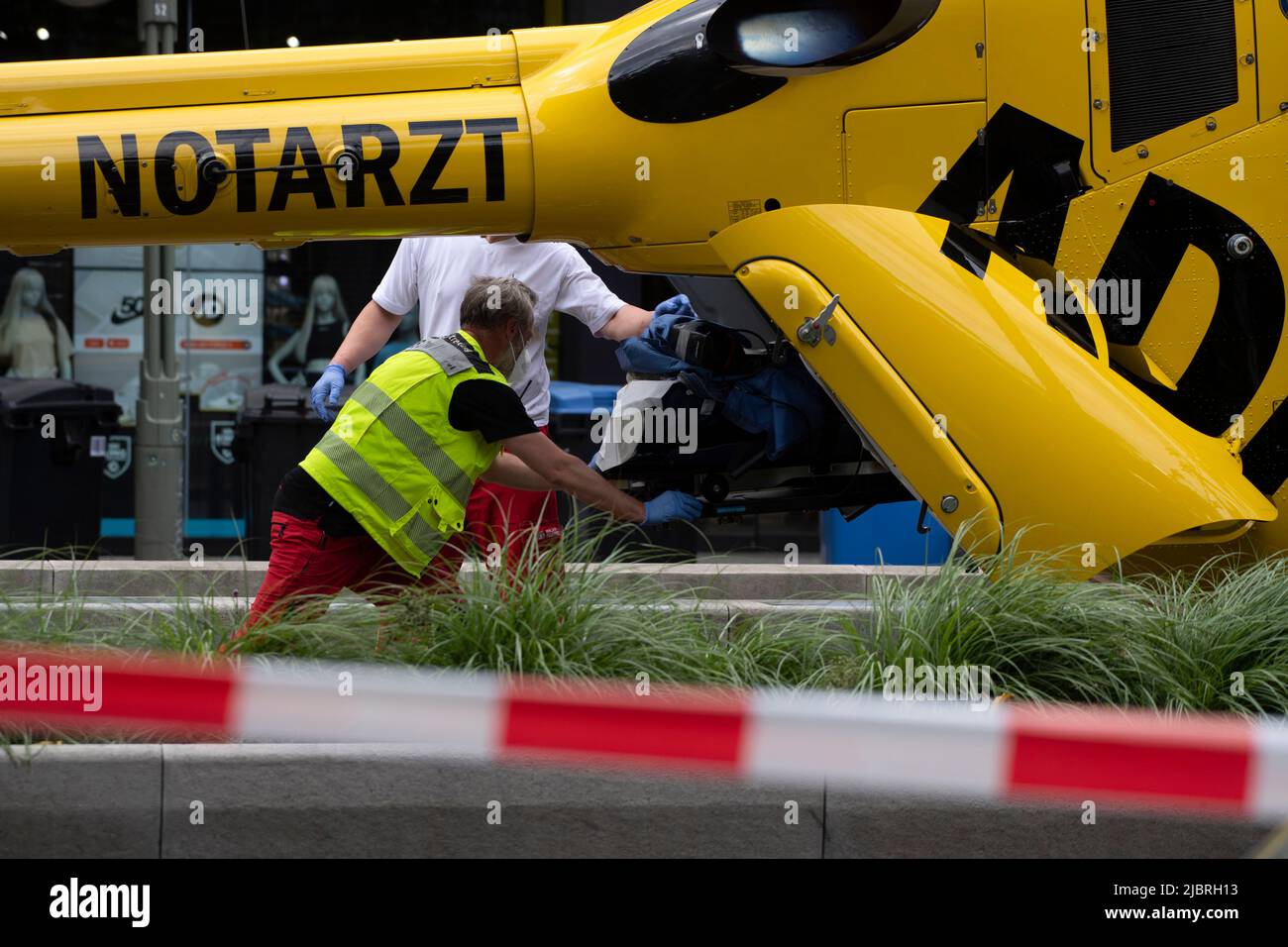 Berlin, Germany. 08th June, 2022. Employees from the rescue service ...