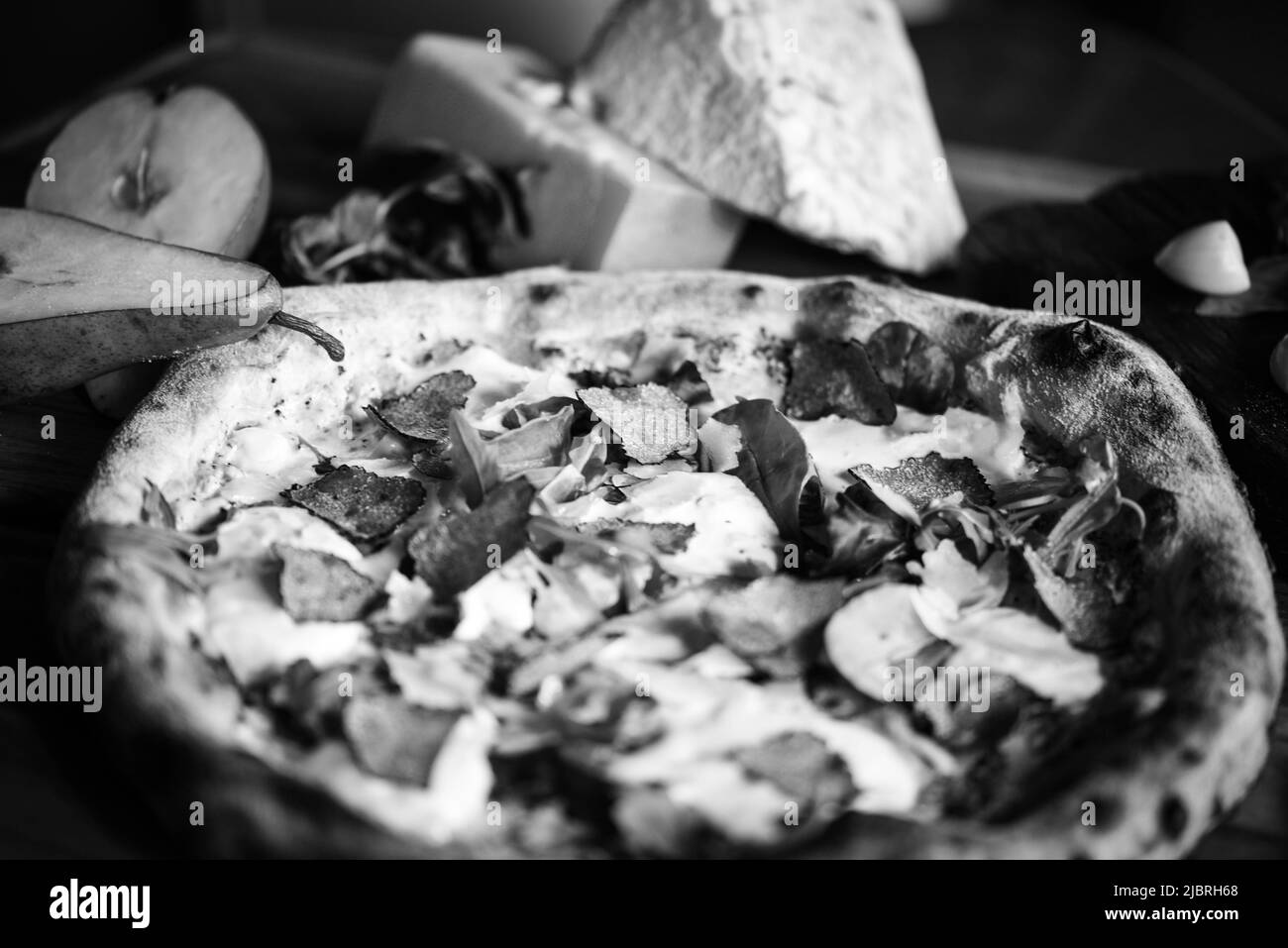 Delicious fresh italian pizza Black and White Stock Photos & Images - Alamy