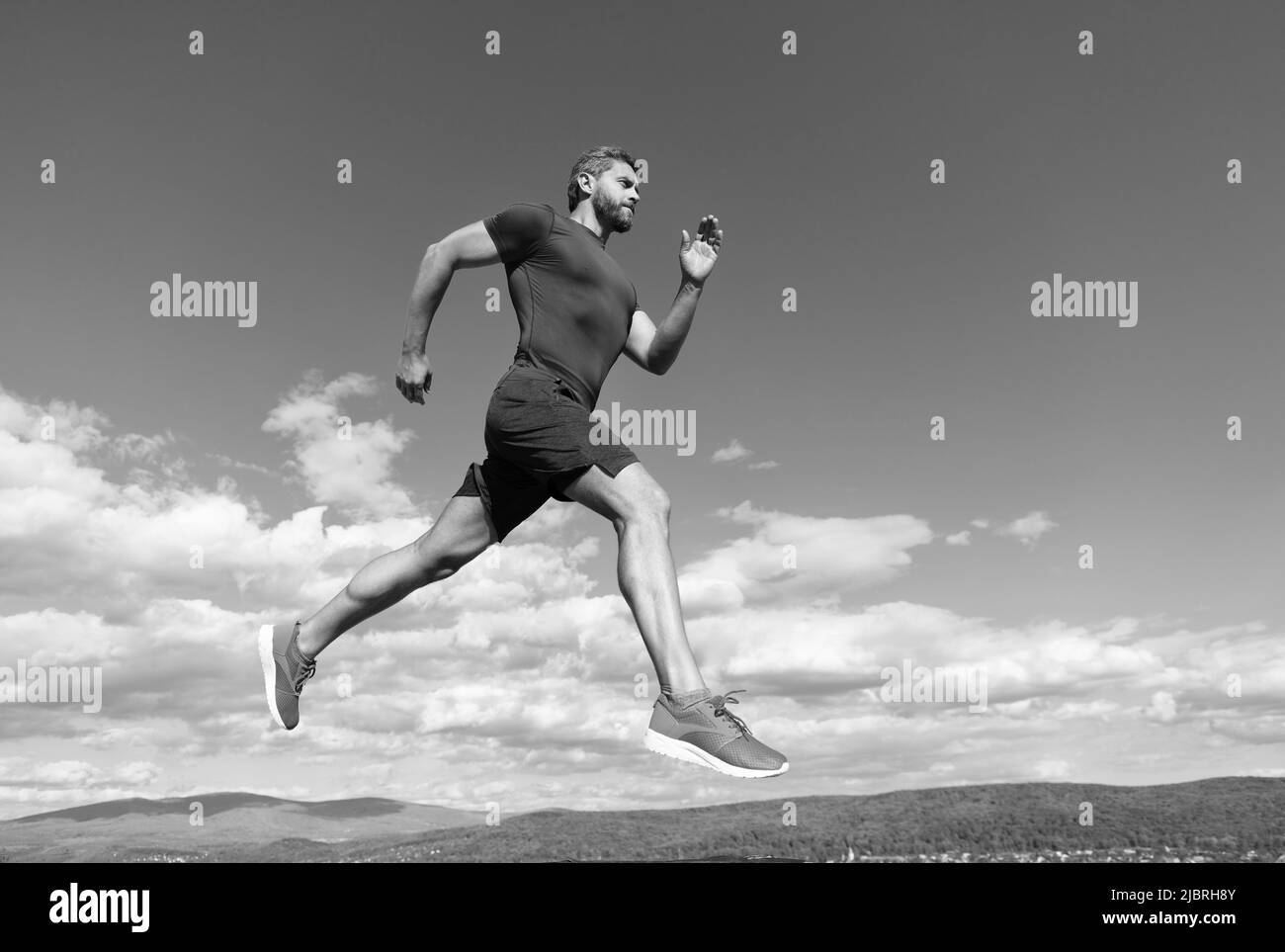 challenge and competition. marathon speed. sport athlete run fast to ...