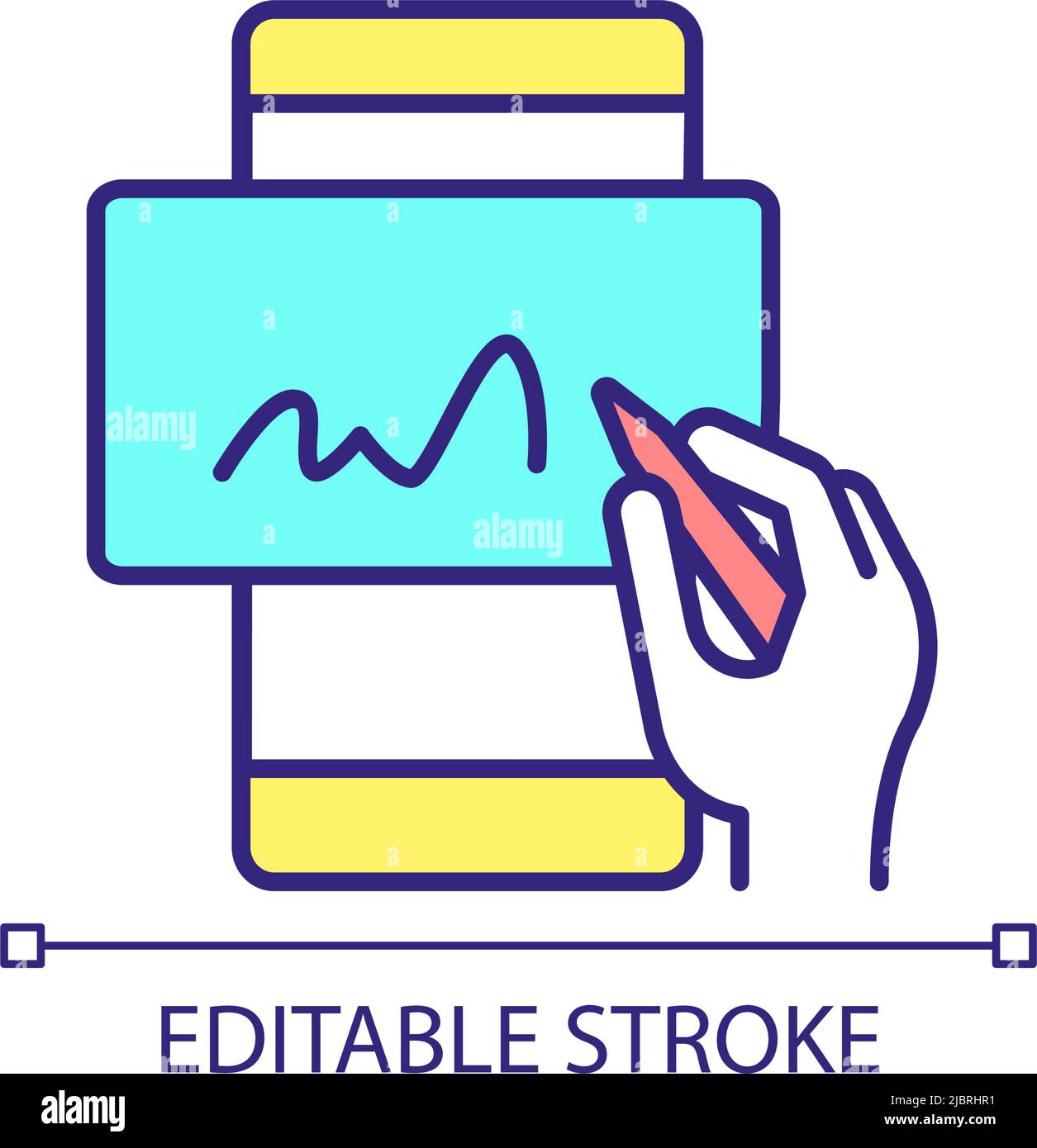 Electronic signature on mobile phone RGB color icon Stock Vector Image ...