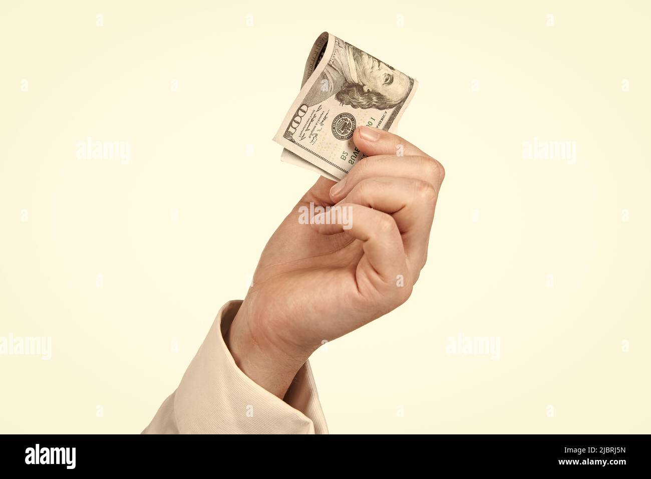 hand with money. hand hold cash isolated on white background. bribery ...