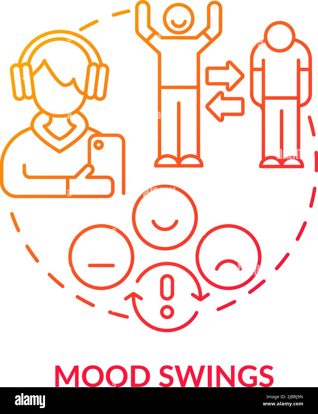 Mood swings red gradient concept icon Stock Vector Image & Art - Alamy