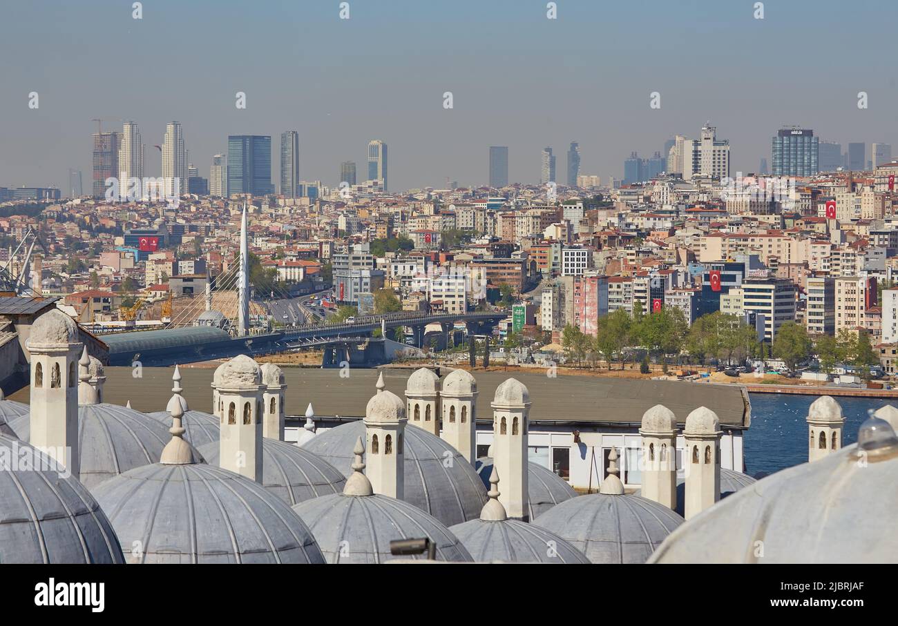 Panoramic view of Istanbul, Turkey. Istanbul through the domes and ...