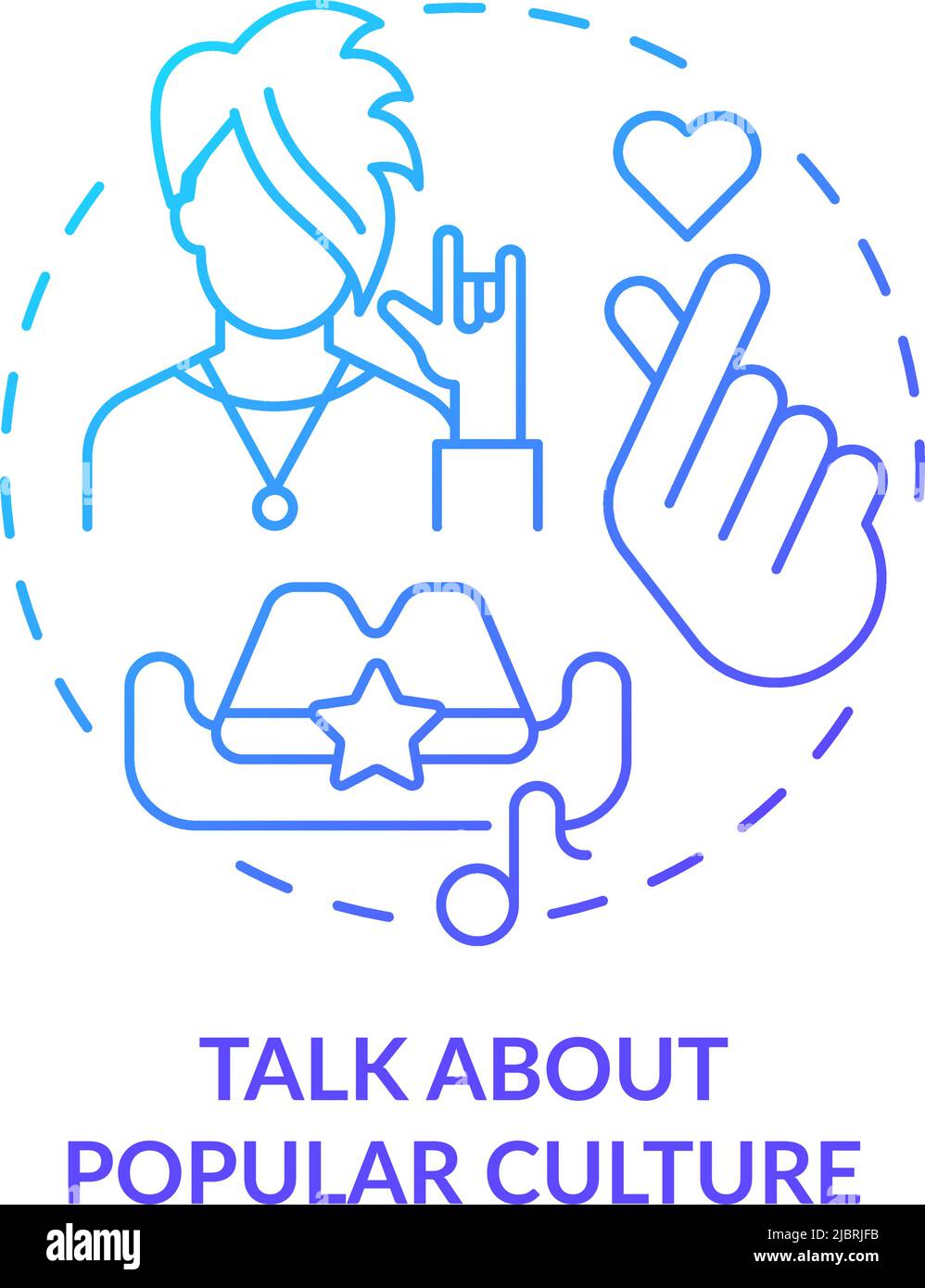 Talk about popular culture blue gradient concept icon Stock Vector ...