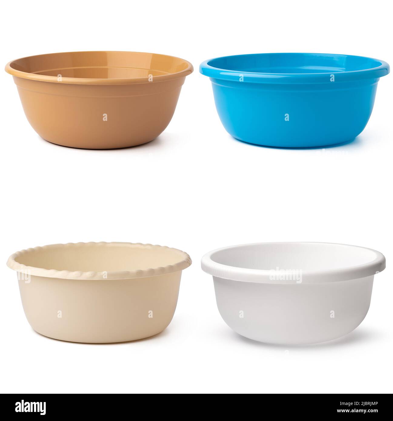Plastic empty basins isolated on white background Stock Photo - Alamy