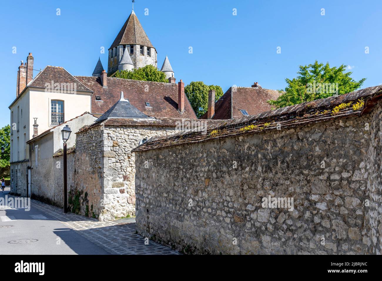 Provins, France - May 31, 2020: Street scene with old houses in the ...