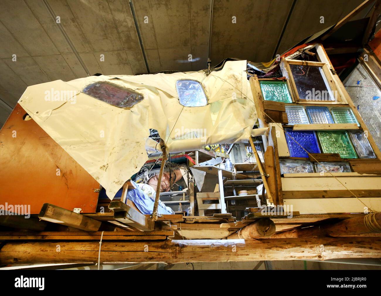 Bochum, Germany. 08th June, 2022. An original tree house from Hambach ...
