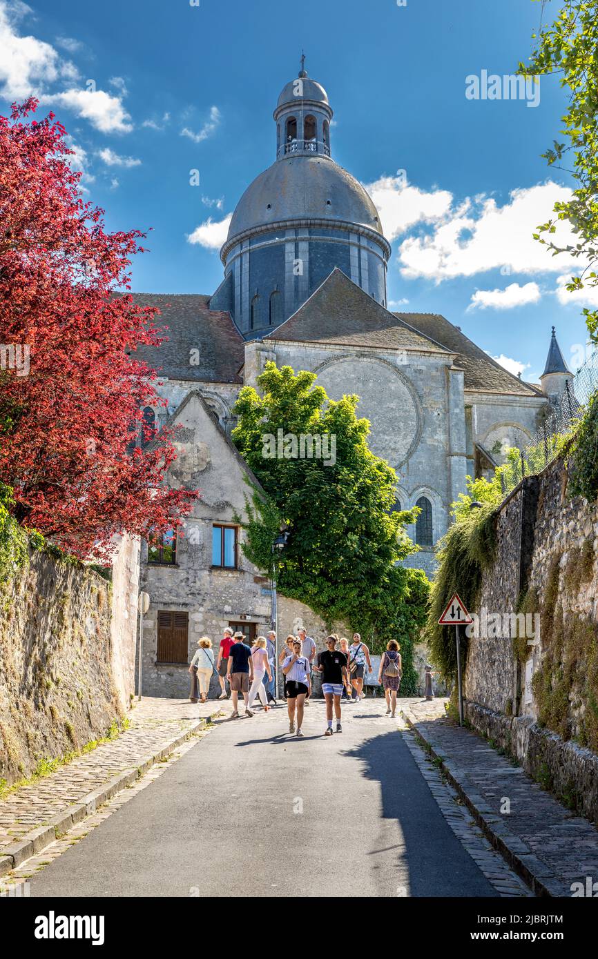 Provins, France - May 31, 2020: Street scene with old houses in the ...