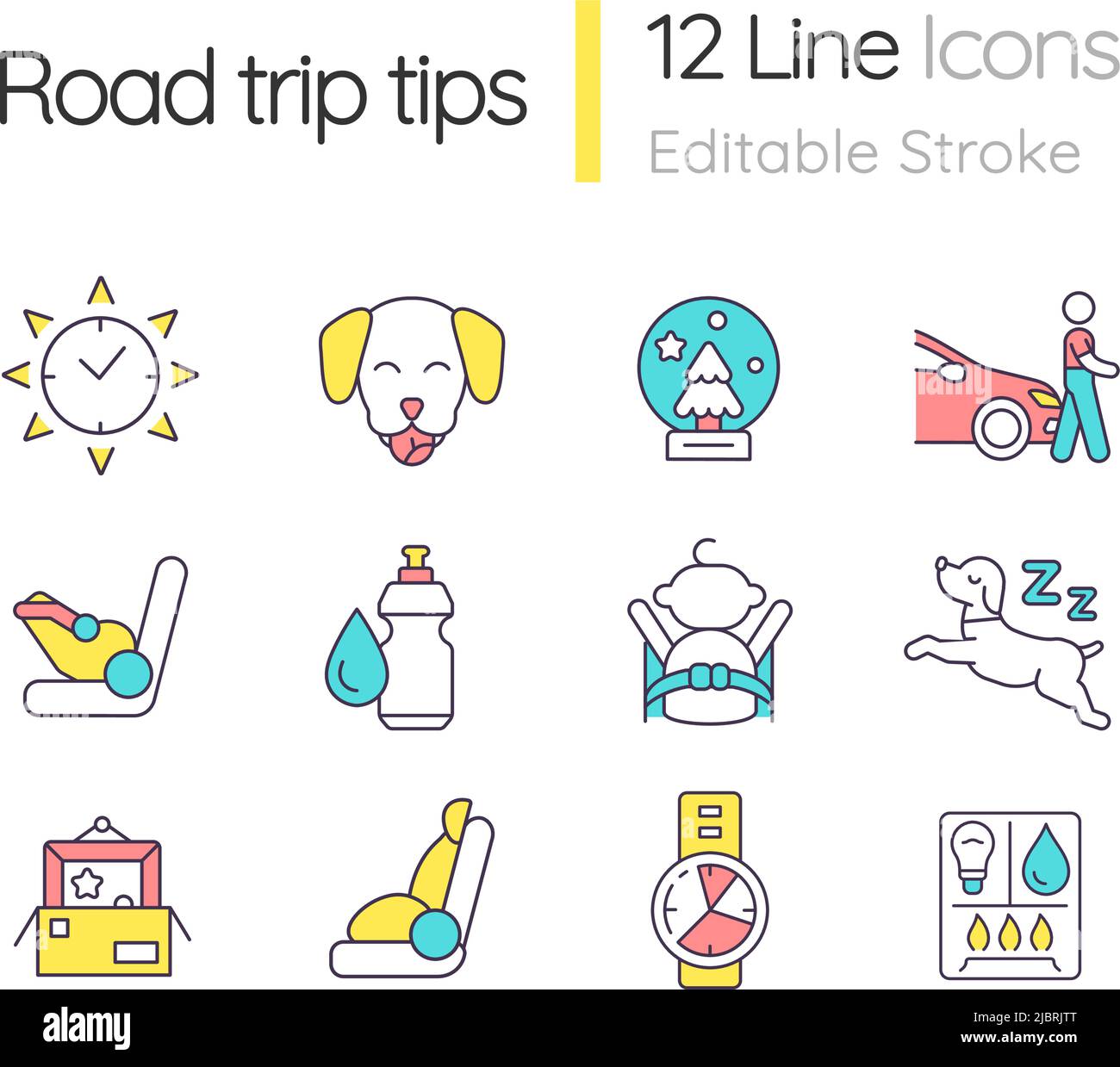 Road trip tips RGB color icons set Stock Vector Image & Art - Alamy