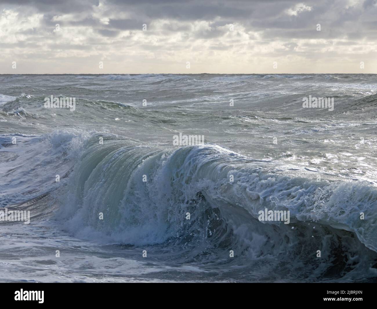 Waves and swell during storm in the North Sea off the Danish coast ...