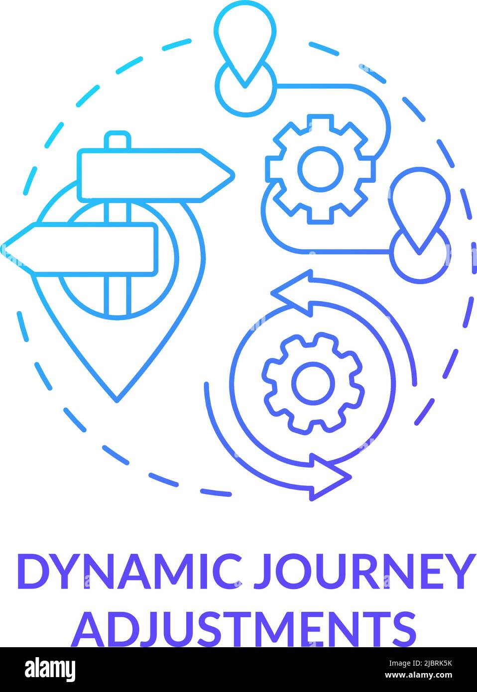 Dynamic journey adjustments blue gradient concept icon Stock Vector ...