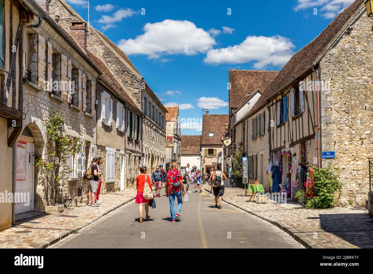 Provins, France - May 31, 2020: Street scene with old houses in the ...