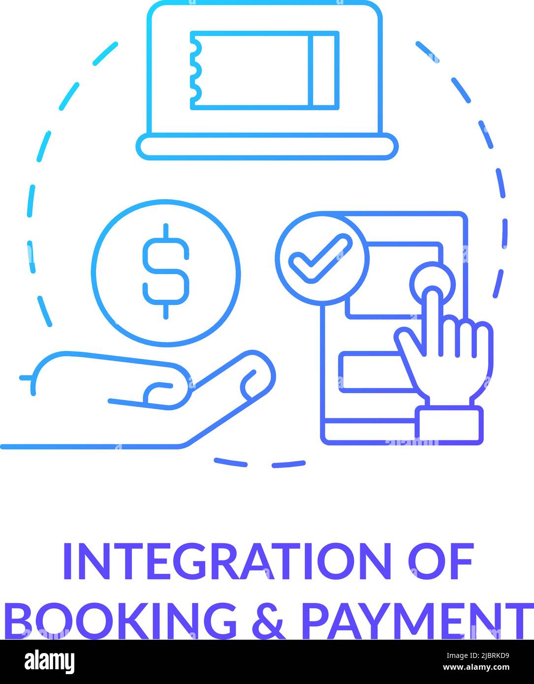 Integration of booking and payment blue gradient concept icon Stock ...