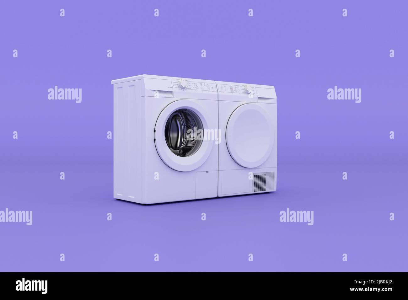 Washing machine isolated on purple background, 3D rendering Stock Photo ...