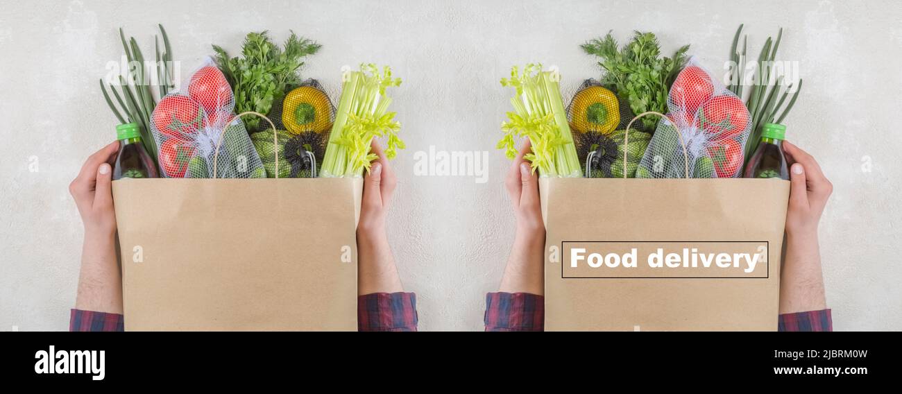 The concept of food delivery and eco-friendly product packaging. zero ...