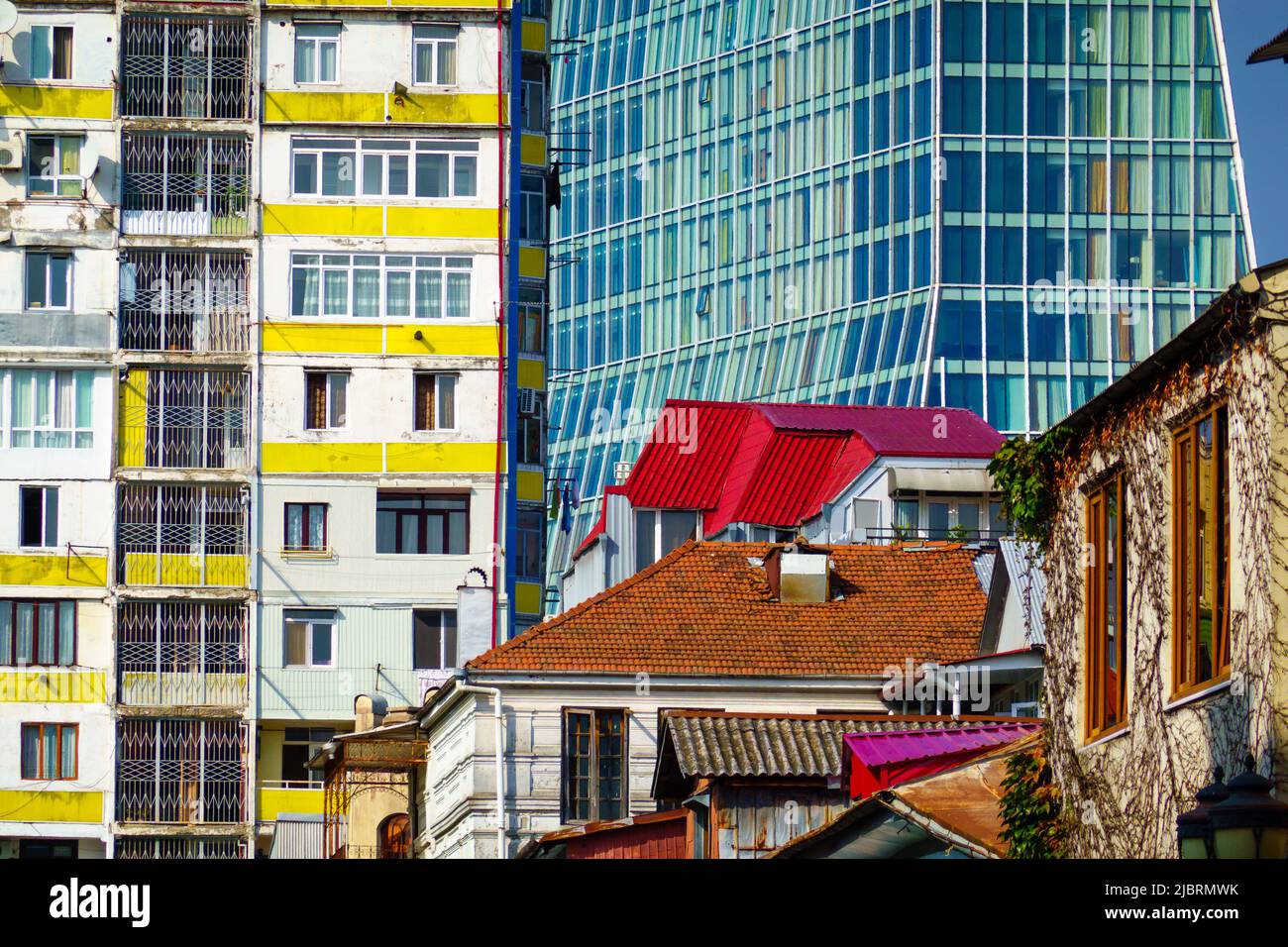 Different types of buildings on street Stock Photo - Alamy